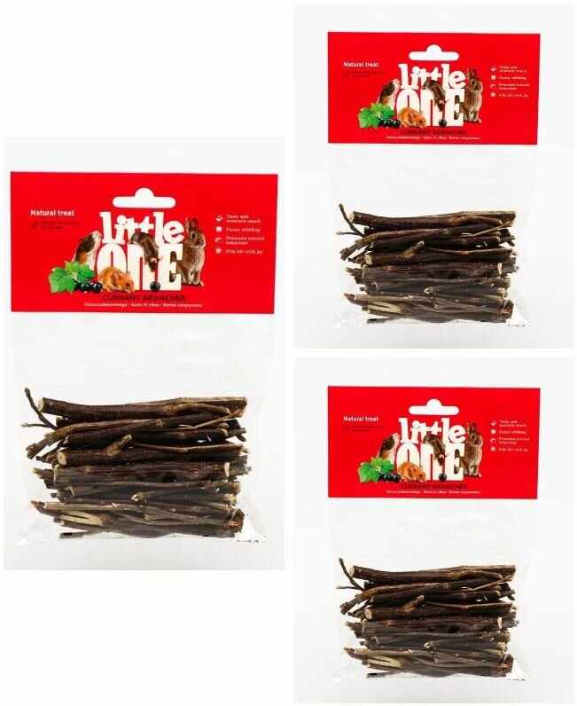 Little One Лакомство для грызунов, ветви смородины для ухода за зубами, 50 г, 3 шт
