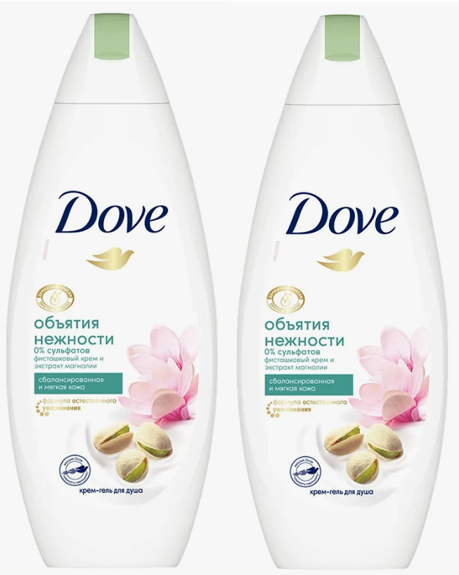 Крем-гель для душа Dove Объятия нежности, фисташковый крем и магнолия, 250 мл, 2 шт