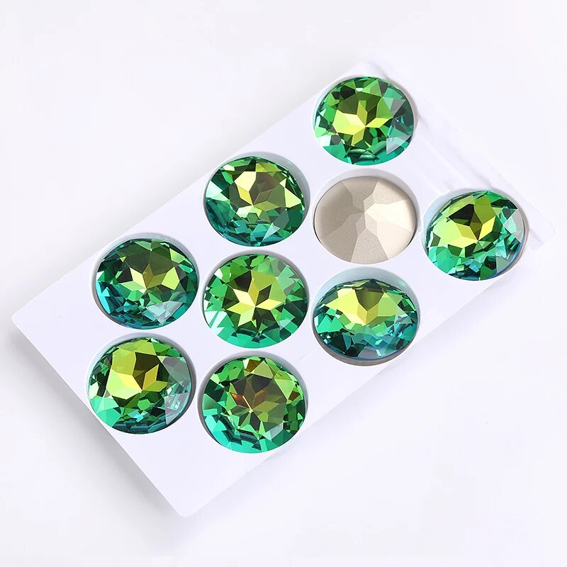 Круглые стеклянные стразы Pointback 27 мм, 9 шт. Изумрудный, 27mm 1pcs, Sphinx
