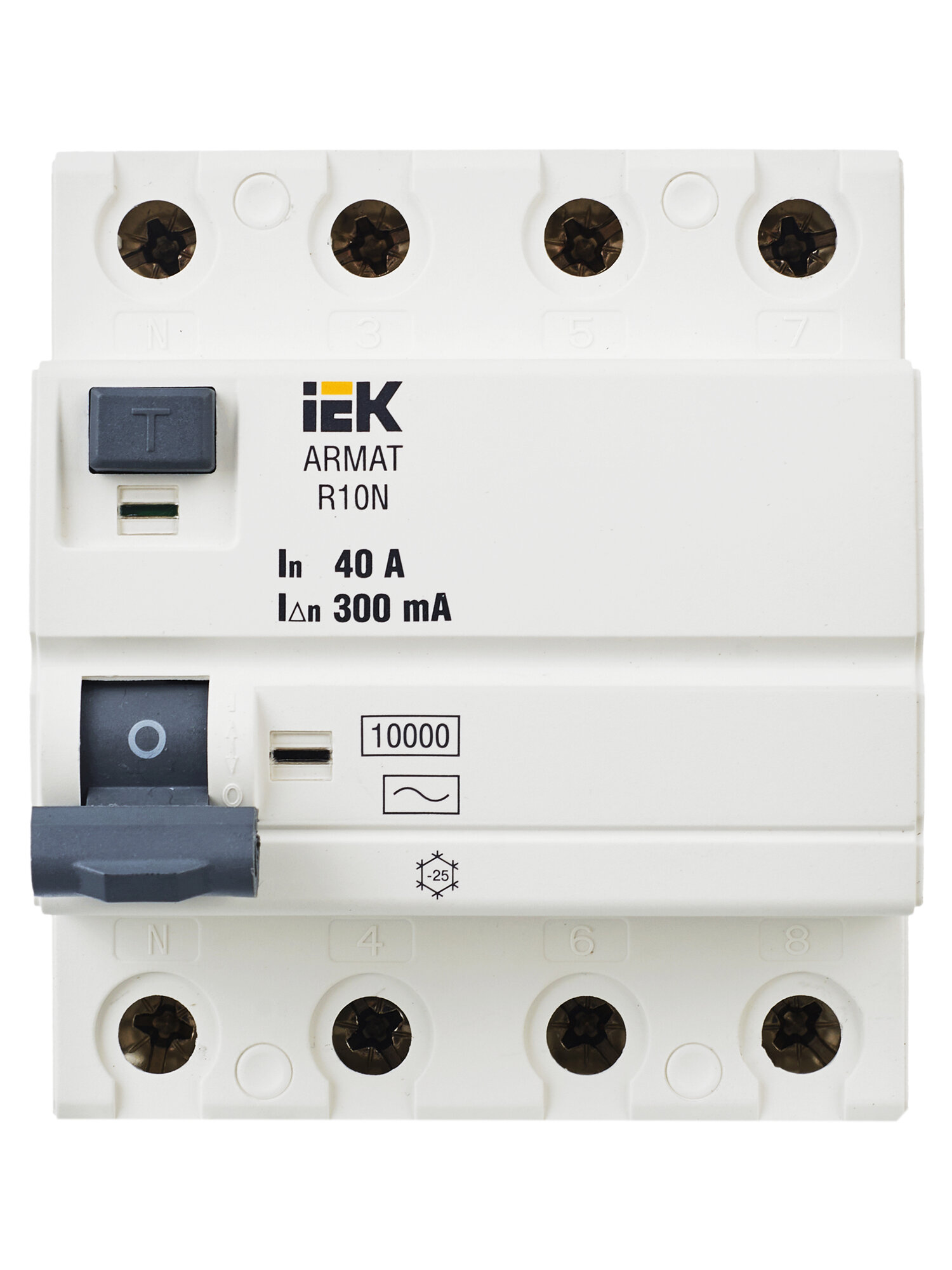 ARMAT Выключатель дифференциального тока R10N (УЗО) 4п 40А 300мА тип AC , IEK AR-R10N-4-040C300 (1 шт.)