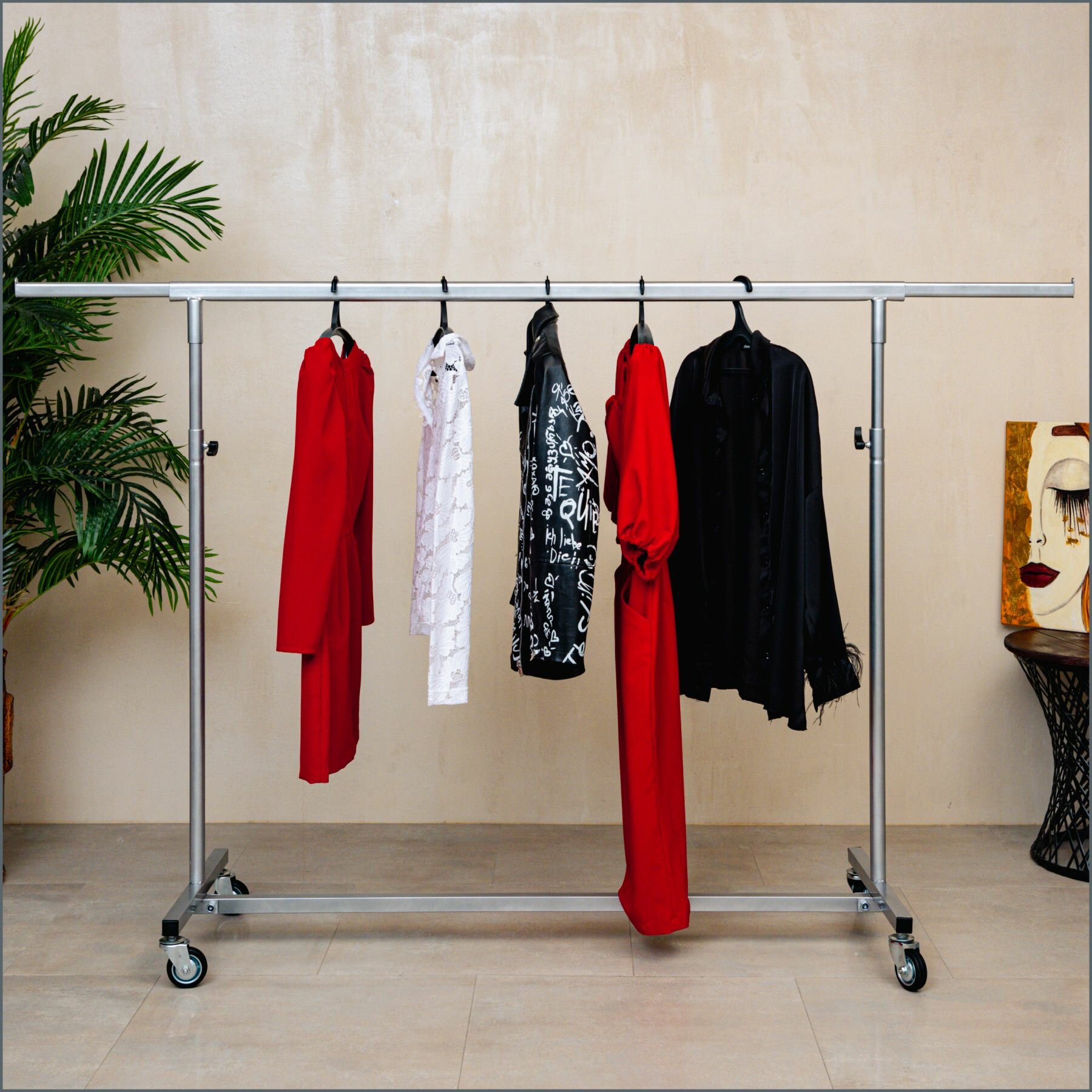 Вешалка для одежды напольная , для гардеробной, магазина, вешалка рейл напольная для одежды металлическая разборная