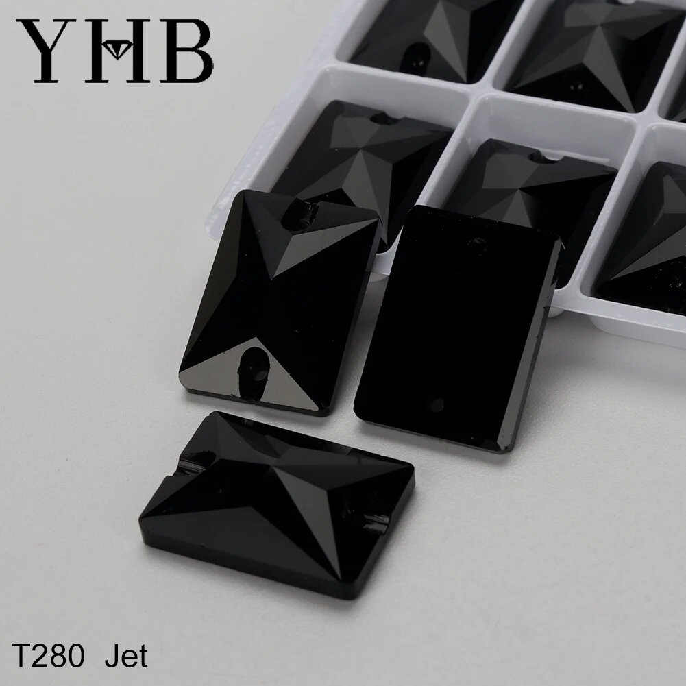 Стразы YHB T280 Jet, черные, 10мм и 14мм, 36шт