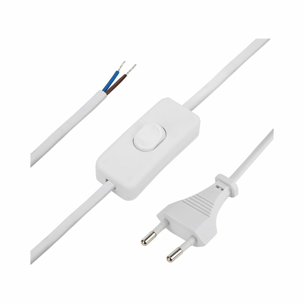 Сетевой шнур REXANT с выключателем, 2х0,75 мм2, 1,8 м, белый 11-1133