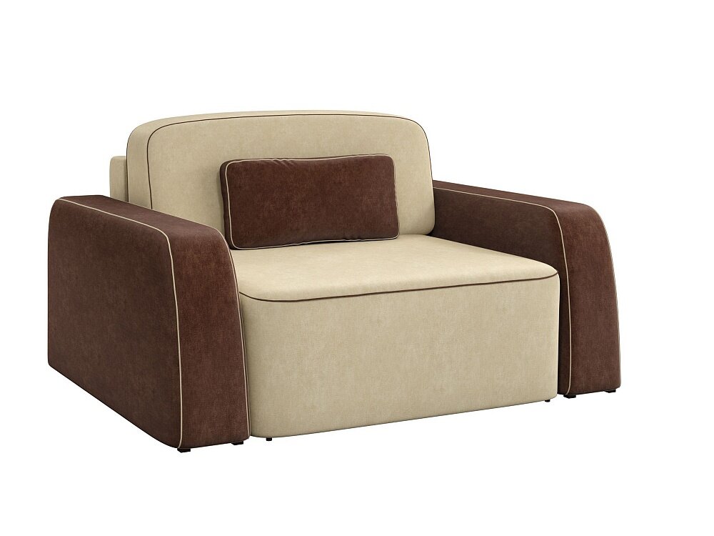 Кресло-кровать Гермес Бежево-Коричневое Микровельвет, 146х105х80 см, с ящиком для белья