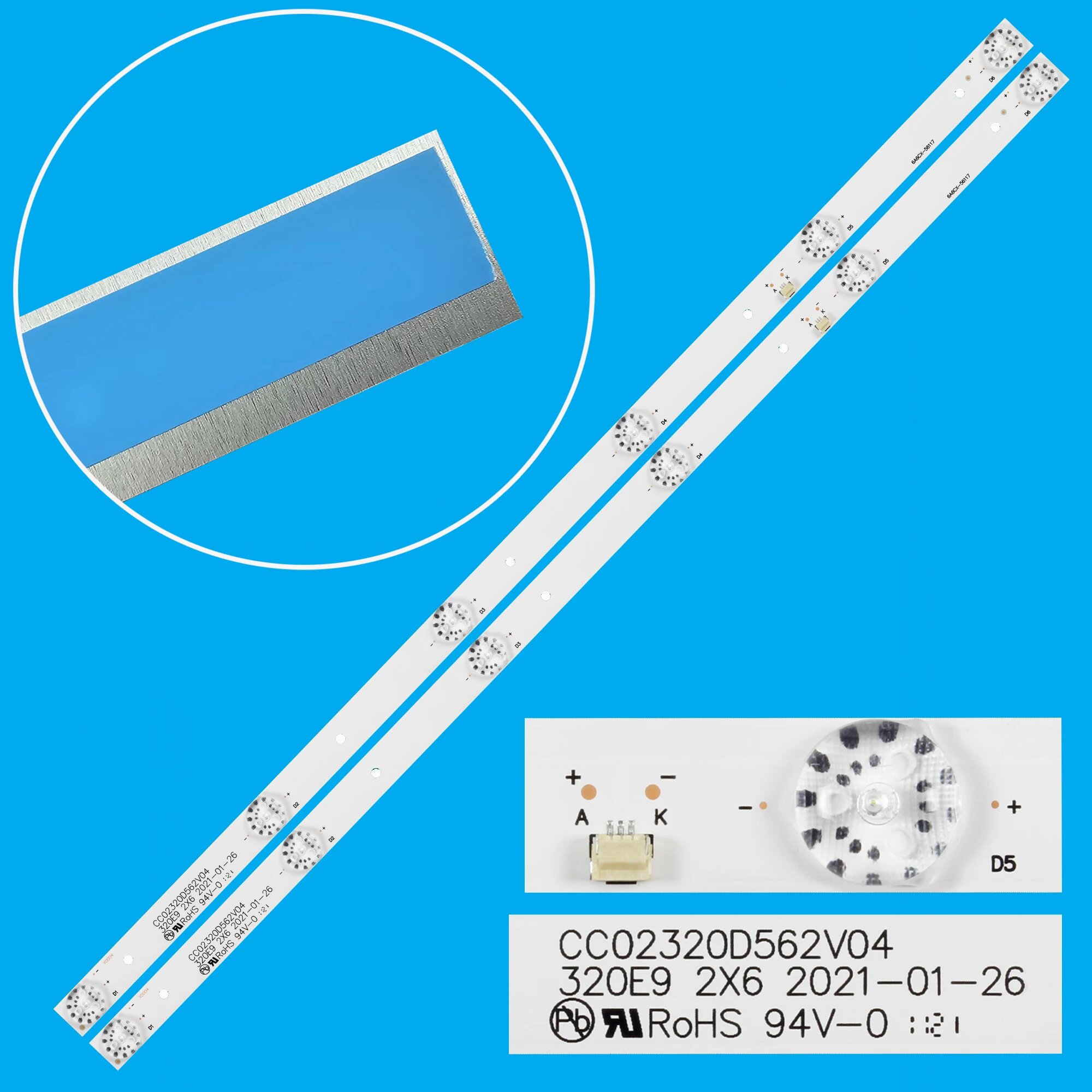 NVT-32H103W Светодиодные полосы подсветки телевизора для CC02320D562V08 320L (320E9) 2X6 Bands Ruler CC02320D562V04 32E9 32HT101X LE-32ZTH07