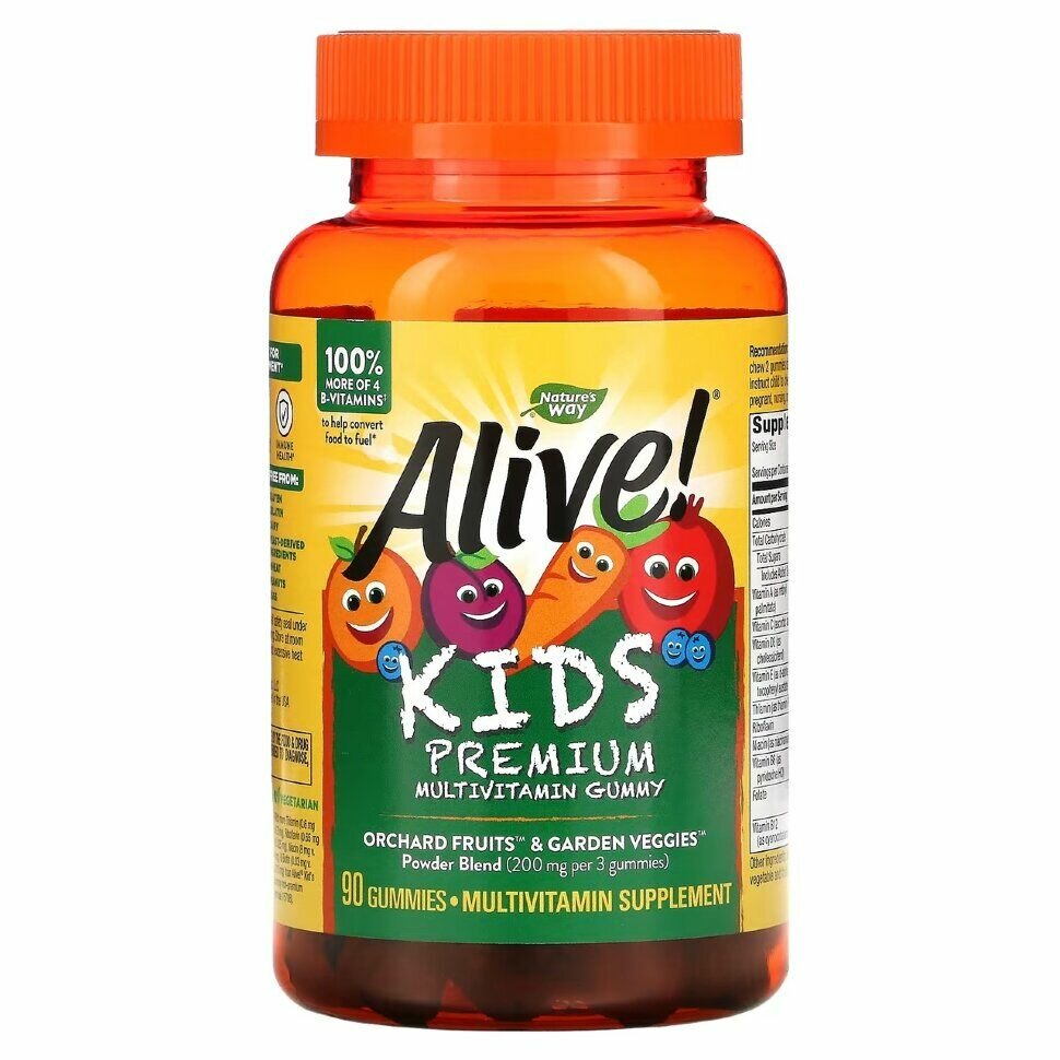 Natures Way Alive KIDS, Мультивитамины для детей 90 жевательных конфет