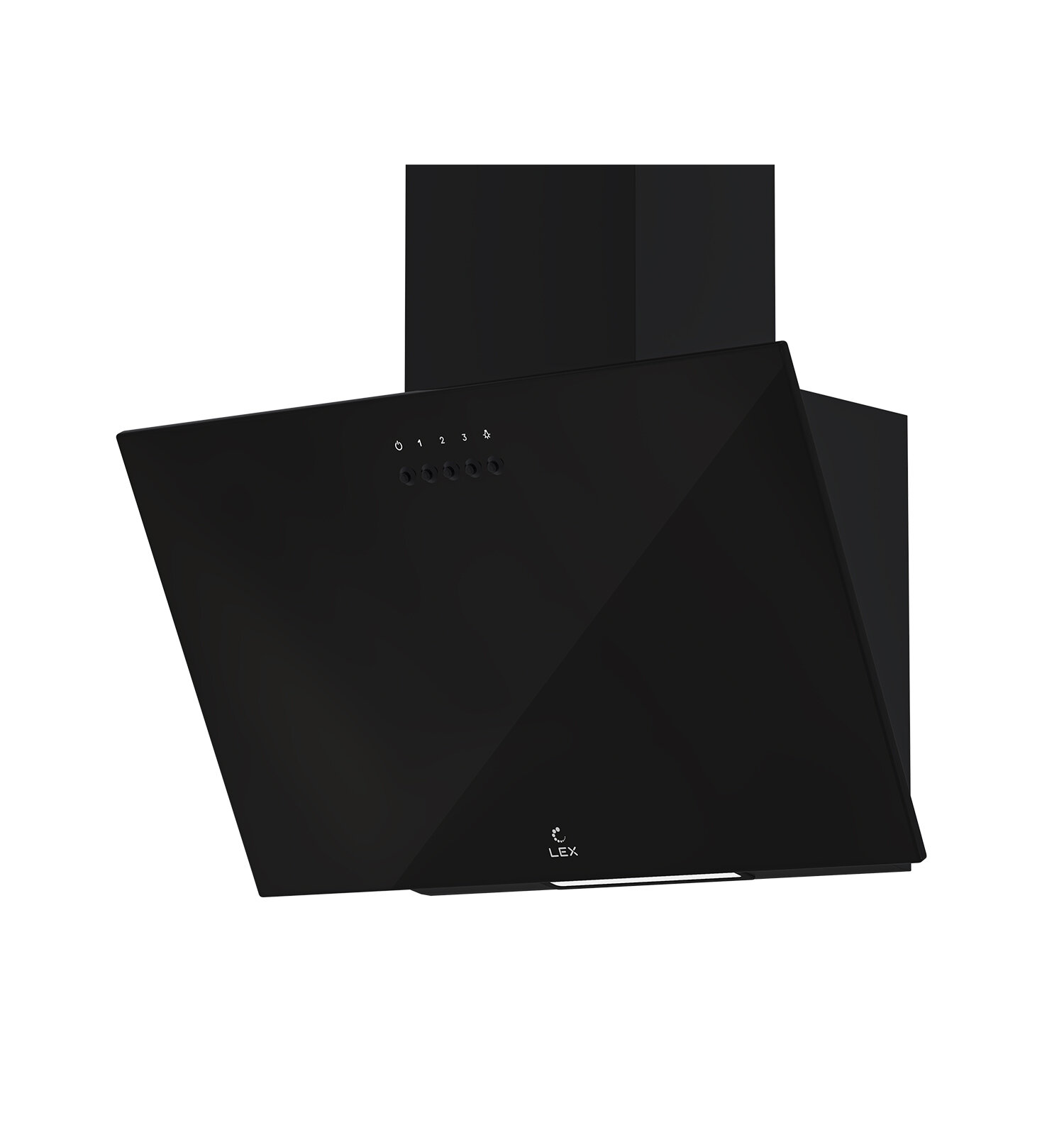 Вытяжка наклонная LEX Moza 500 Black, фасад стекло, 50 см, 3 скорости, 590 м3/ч, чёрная