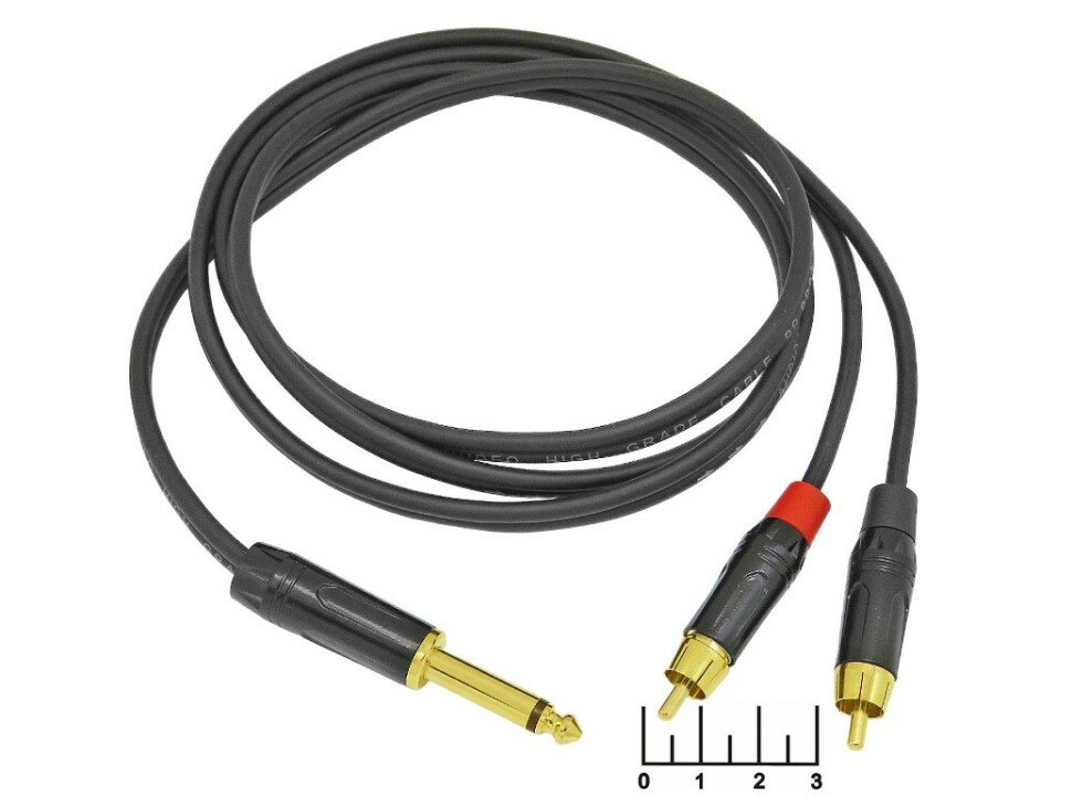 Шнур 2RCA-AUD 6.3 моно 1.5м gold