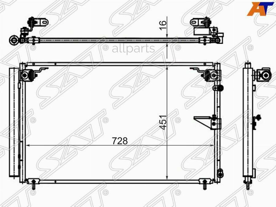 SAT ST-TY71-394-0 Радиатор кондиционера Lexus LS 00-06 / Toyota Celsior 00-06