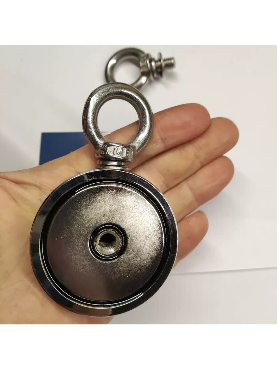 Неодимовый поисковой магнит R60 двухсторонний с кольцами