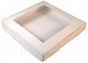 Упаковка для пряников 30x30x4,5 см. Белая с прозр. крышкой (Набор из 6 шт.)