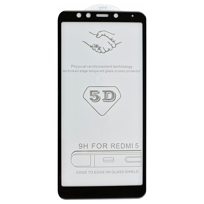 Защитное стекло на Xiaomi Redmi 5, 5D, черный, X-CASE