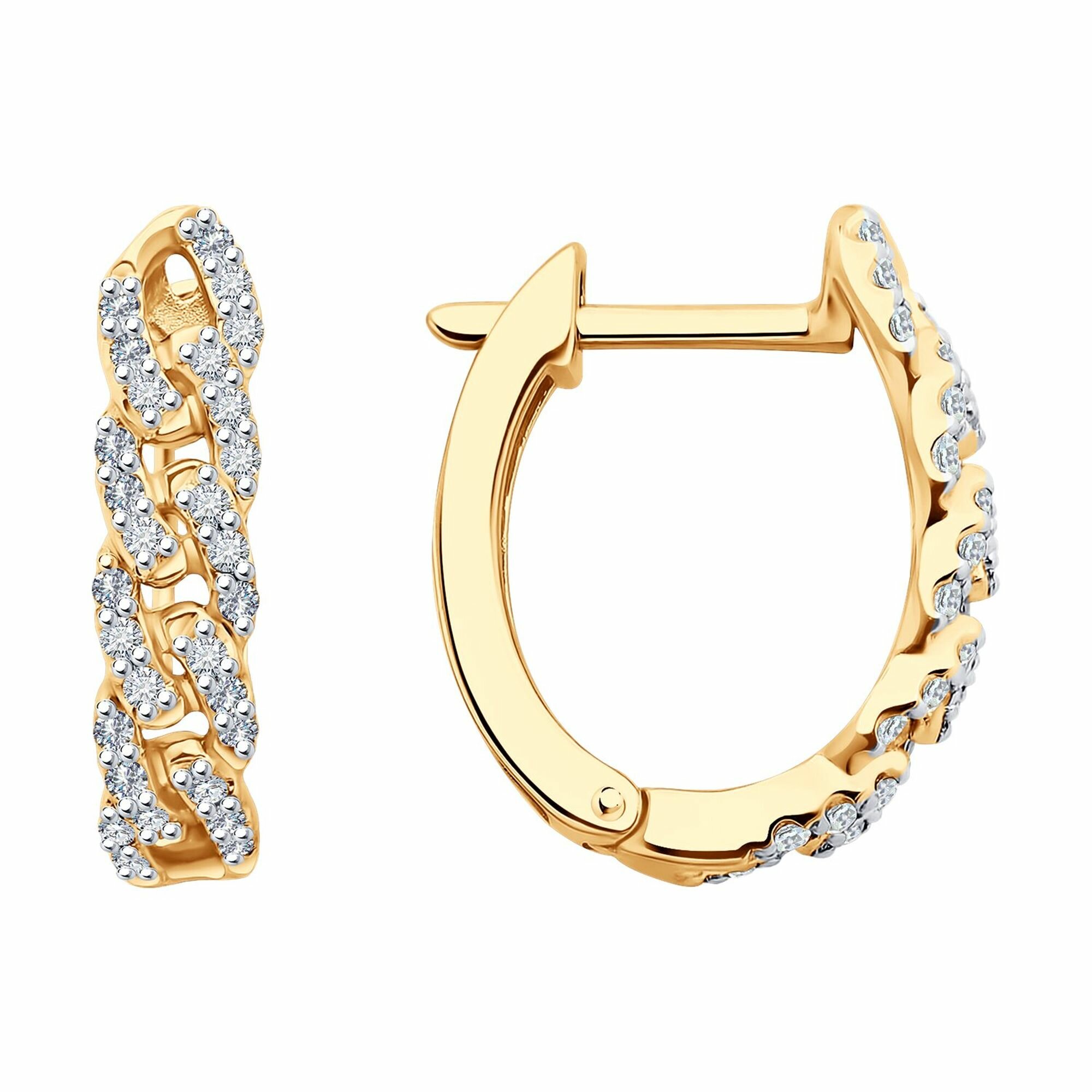 Серьги, красное золото, 585 проба, бриллиант