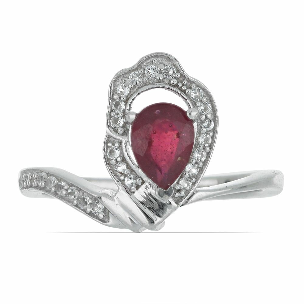 Кольцо Ювелирия, серебро, 925 проба, родирование, топаз, рубин