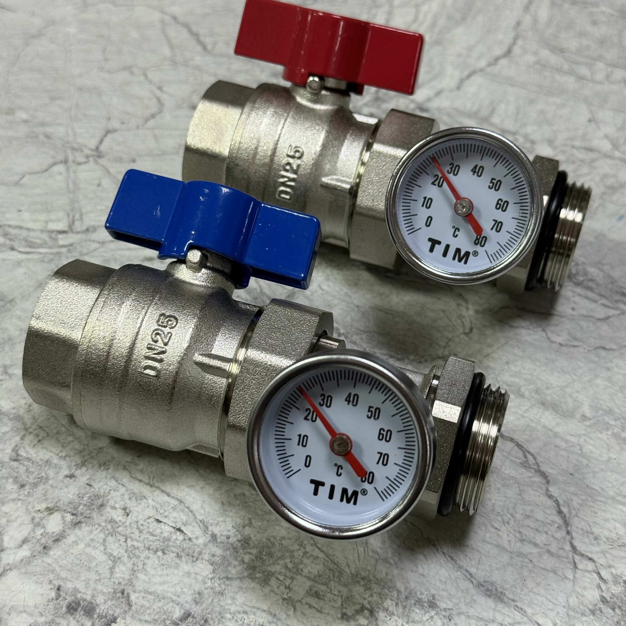 Кран коллекторный c термометром 1" (пара) TIM