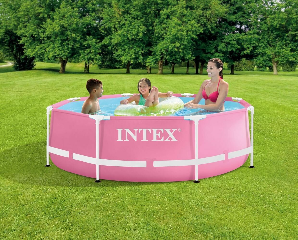 Бассейн Intex "Pink Metal Frame", круглый, каркасный, 244 см, розовый