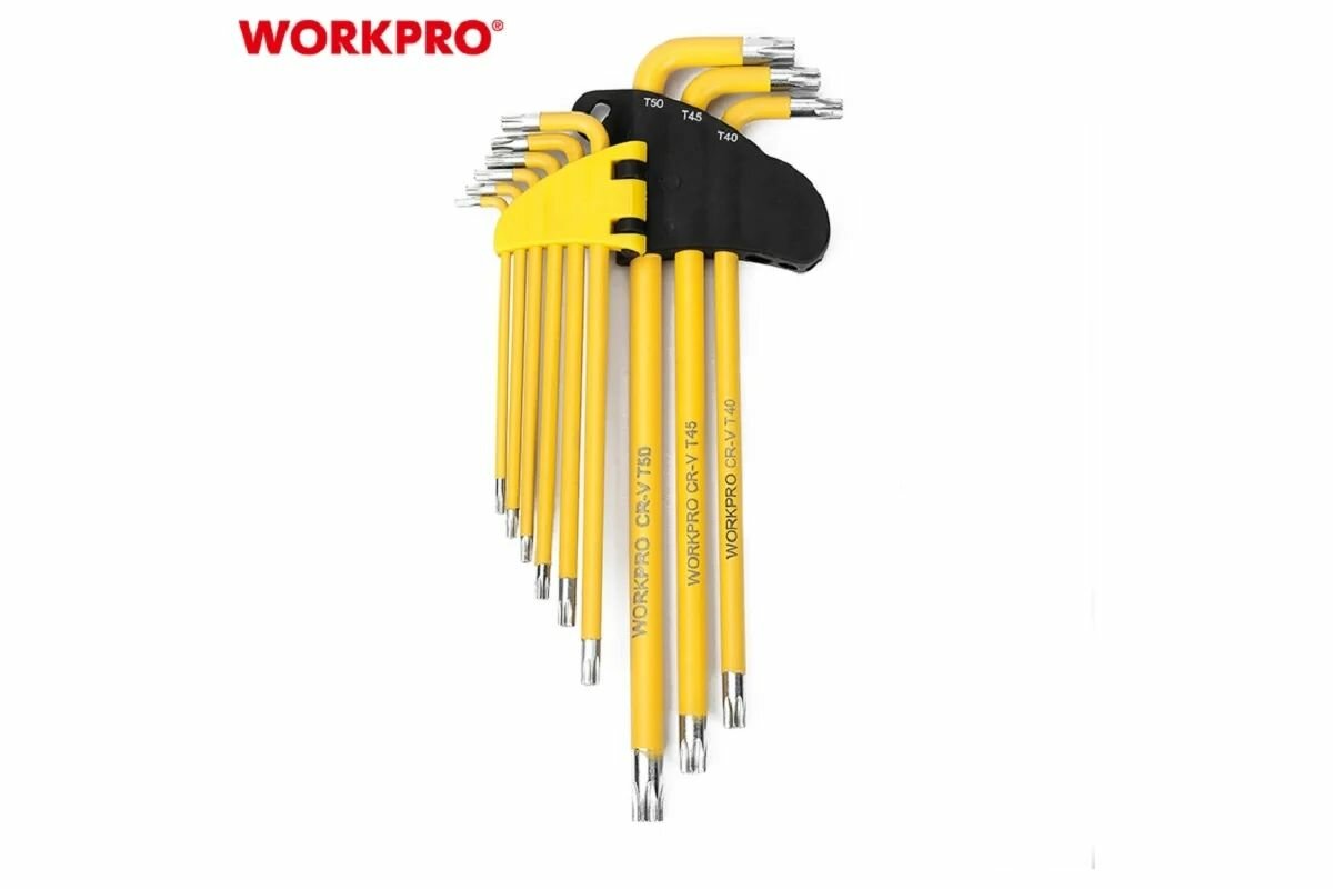 Набор шестигранных ключей TORX-LONG длинные 9шт в держателе WP222008 WORKPRO