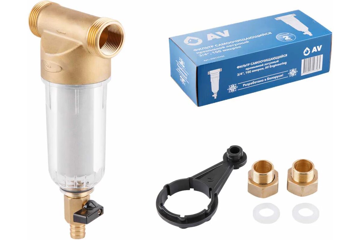 AV Engineering самопромывной магистральный фильтр 3/4 дюйма, 100 мкм, AVE115704