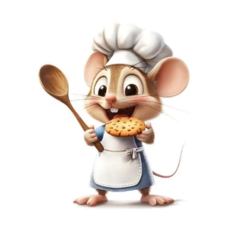 Наклейки на стену с изображением мыши шеф-повара, кухни, гостиной, угловой лестницы, съемные домашние украшения с животными, самоклеящиеся наклейки, наклейка S444