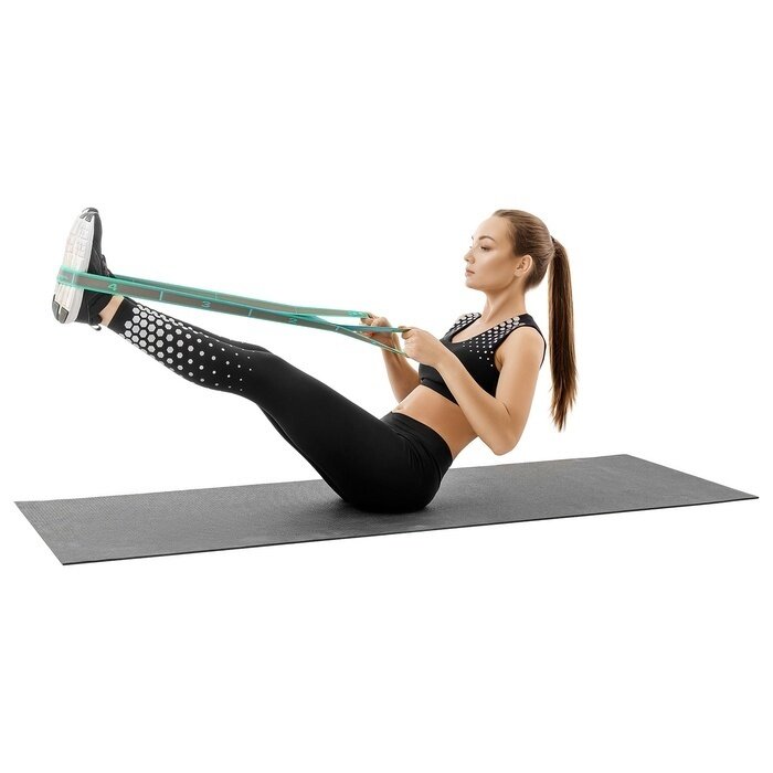 Резина для растяжки мышц Grace Dance 90х4 см, с захватами, Medium, средняя жесткость, голубая