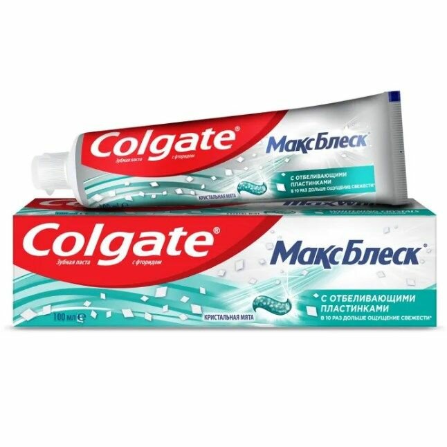 Зубная паста Colgate Max White, макс блеск с отбеливающими пластинками, 100 мл