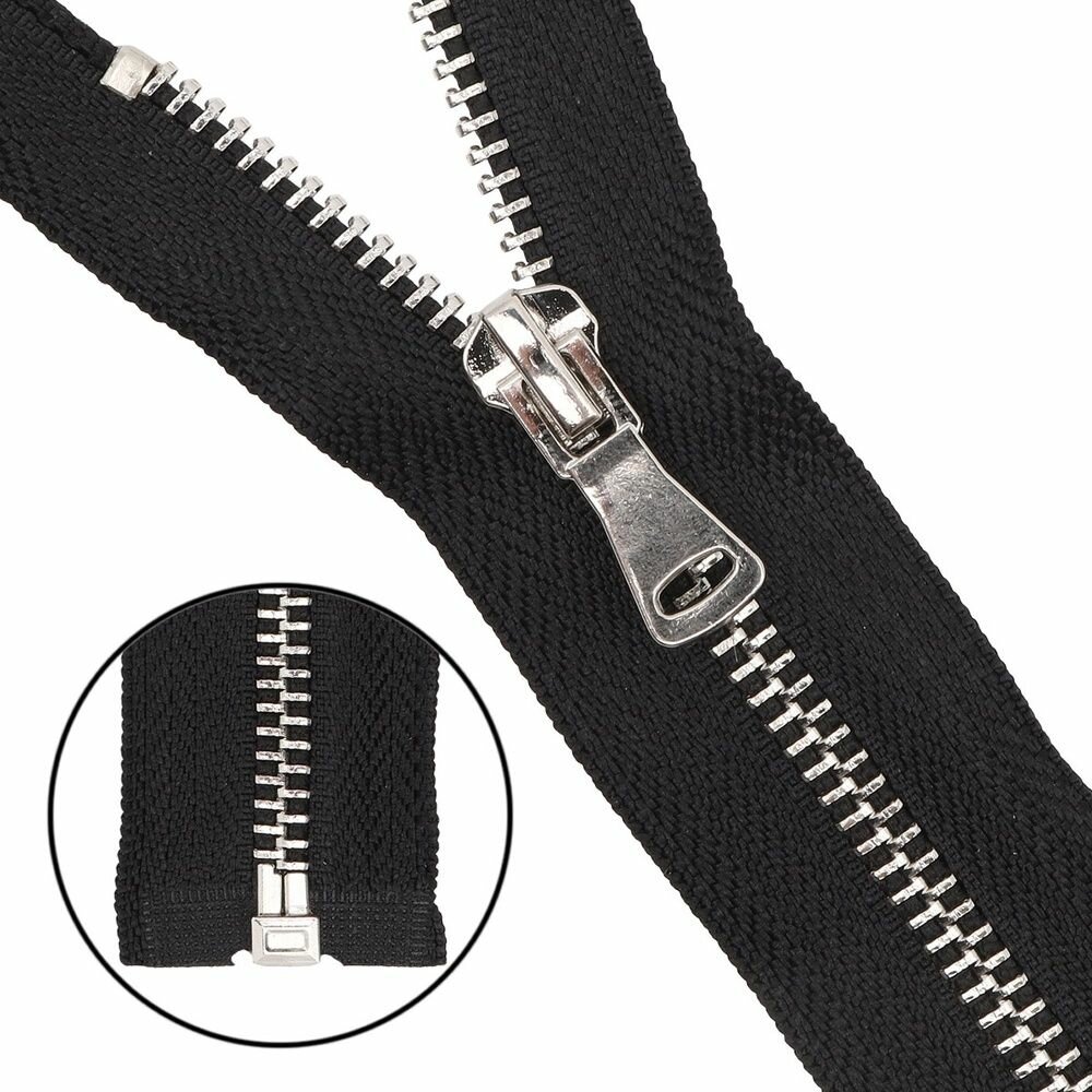 Молния айрис металл-никель, 55 см 580 черный, 5 шт