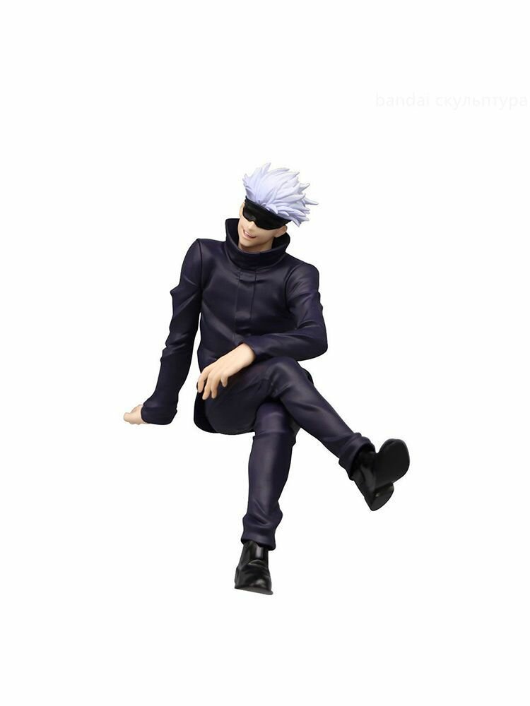 Jujutsu Kaisen Аниме ручной работы в сидячей позе Годзе Сатору украшает игрушечную статую