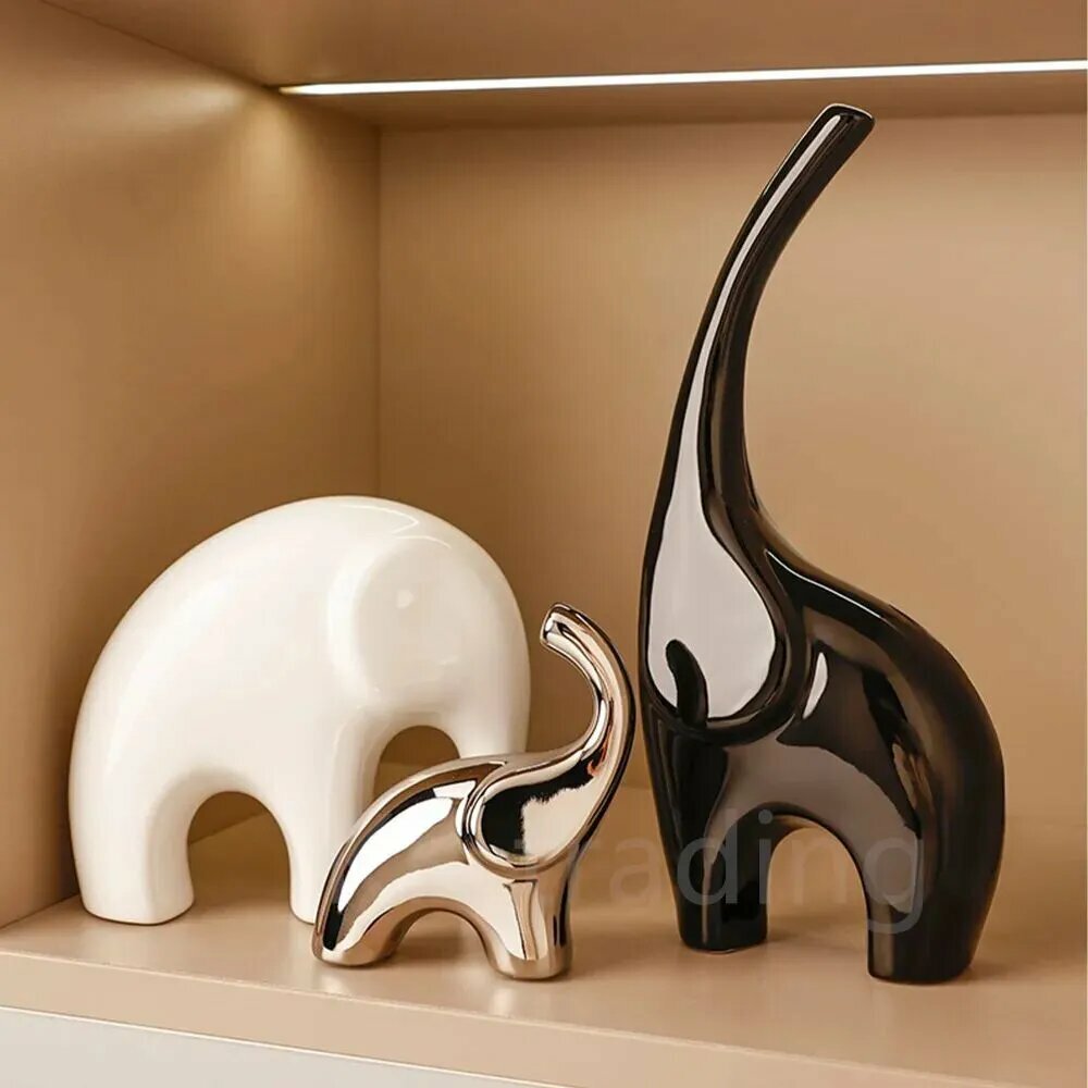 Домашняя мебель Керамический слон украшения ремесла 3шт набор