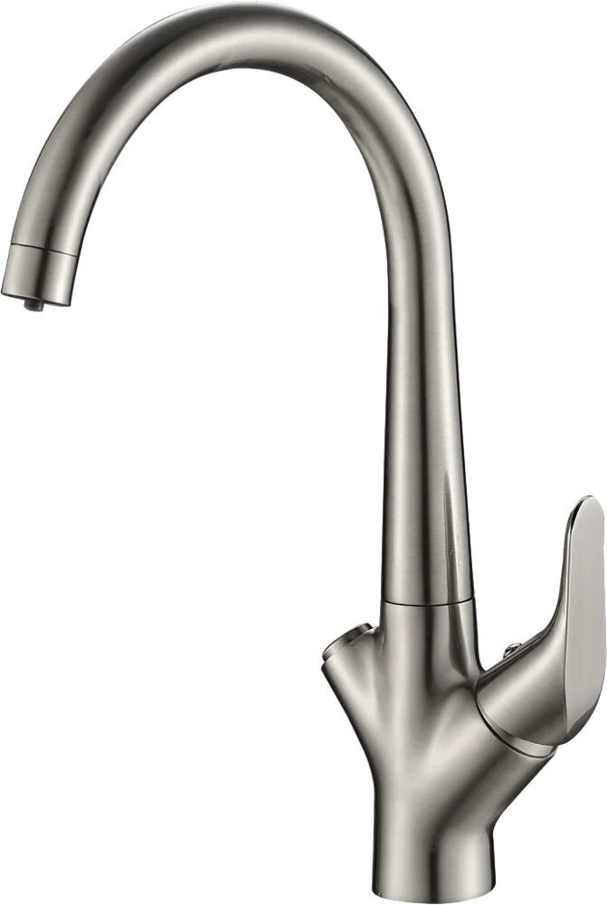 Смеситель для кухни Steel Hammer SH 815 SATIN с краном для питьевой воды, с поворотным изливом, матовый, однорычажный, сатин, латунный, с керамическим картриджем