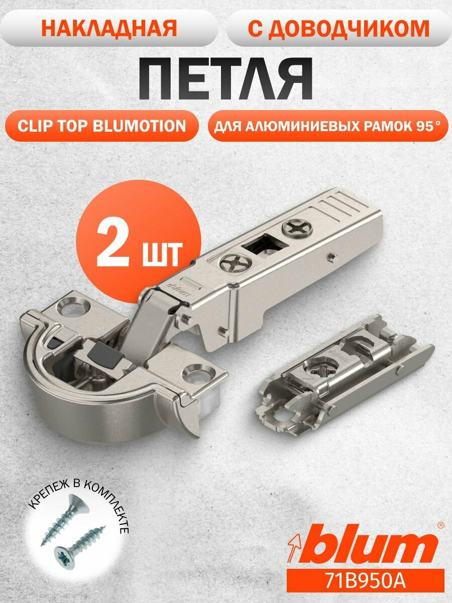 Петли накладные CLIP top BLUMOTION 95 с доводчиком для алюминиевых рамок, 2 шт