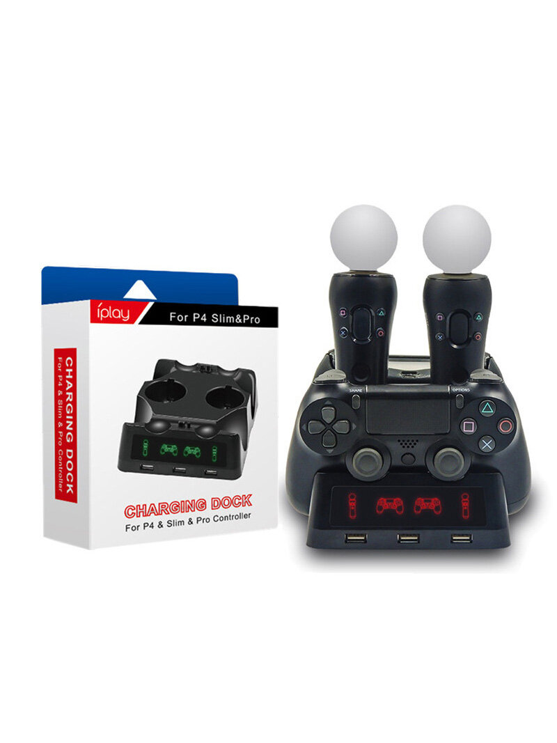Зарядная станция для 2-х DualShock 4 и 2-х контроллеров PS Move iPlay (HBP-118)