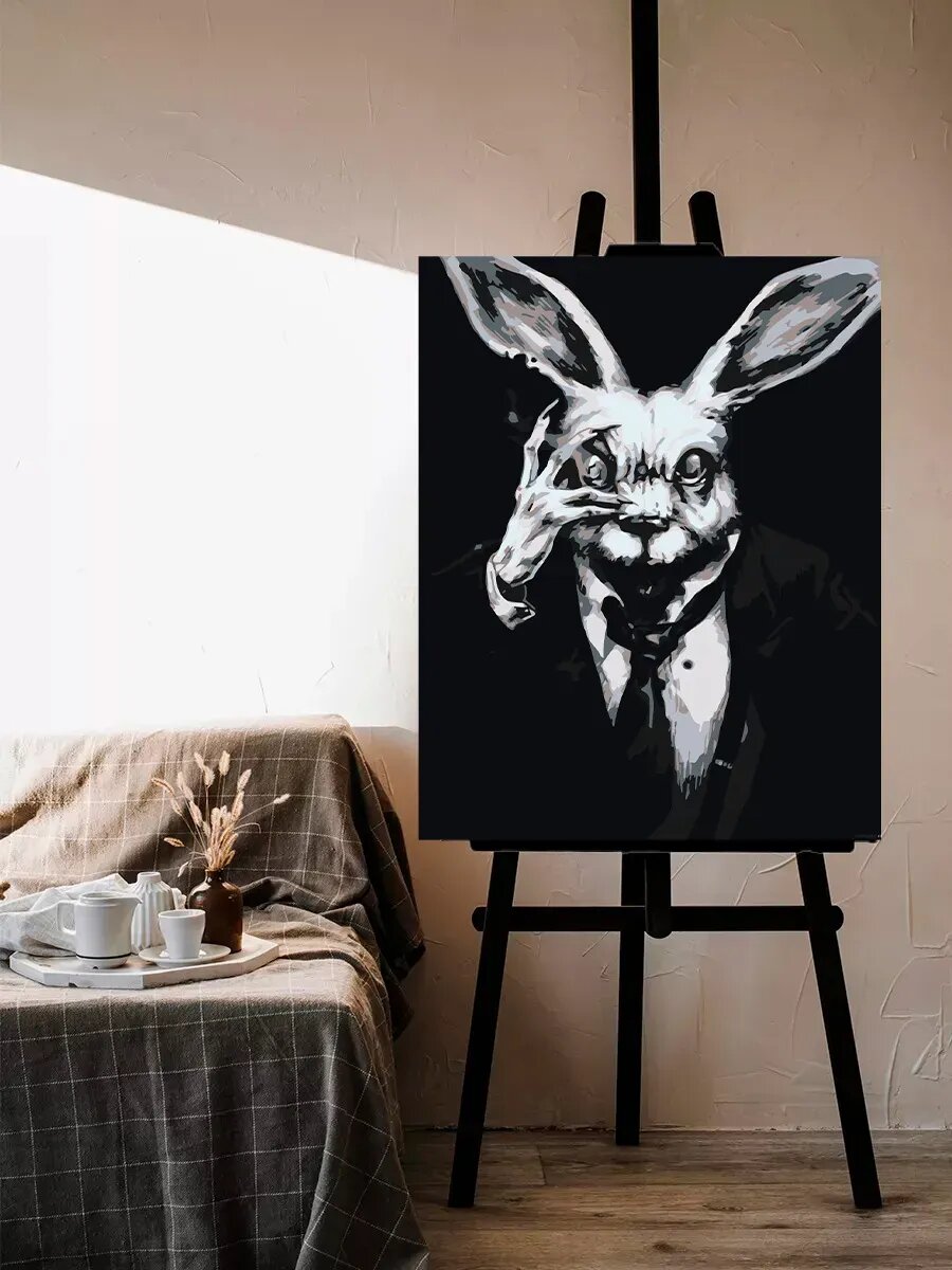 Картина по номерам Заяц Животное Крутой Кролик