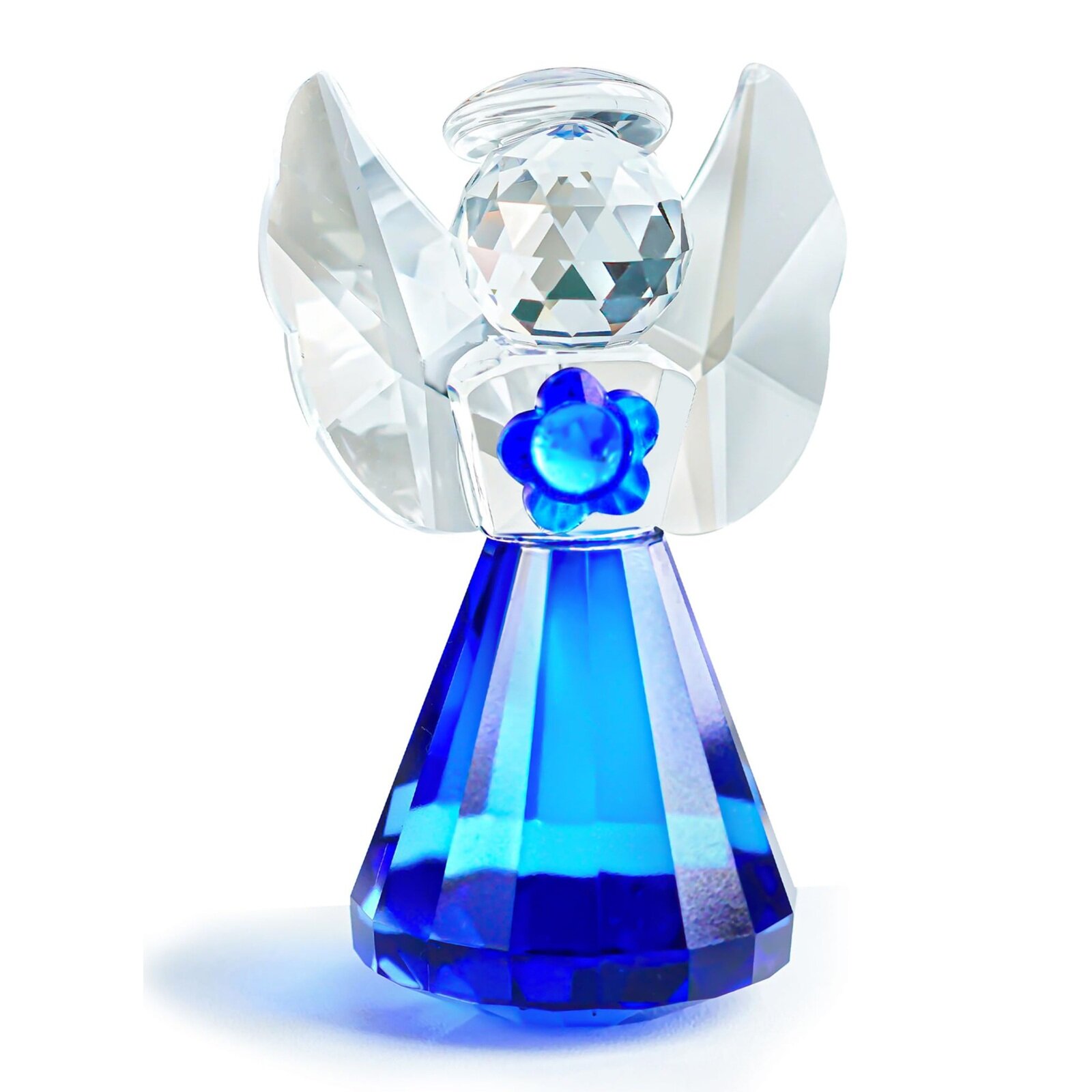 Фигура из голубого стеклянного зеркала, статуэтка стеклянного охранного зеркала, подарки для женщин, коллекционные фигуры искусства для декора дома, материал K9 кристалл, размер 2.7 x 3.8 дюйма, вес 107г