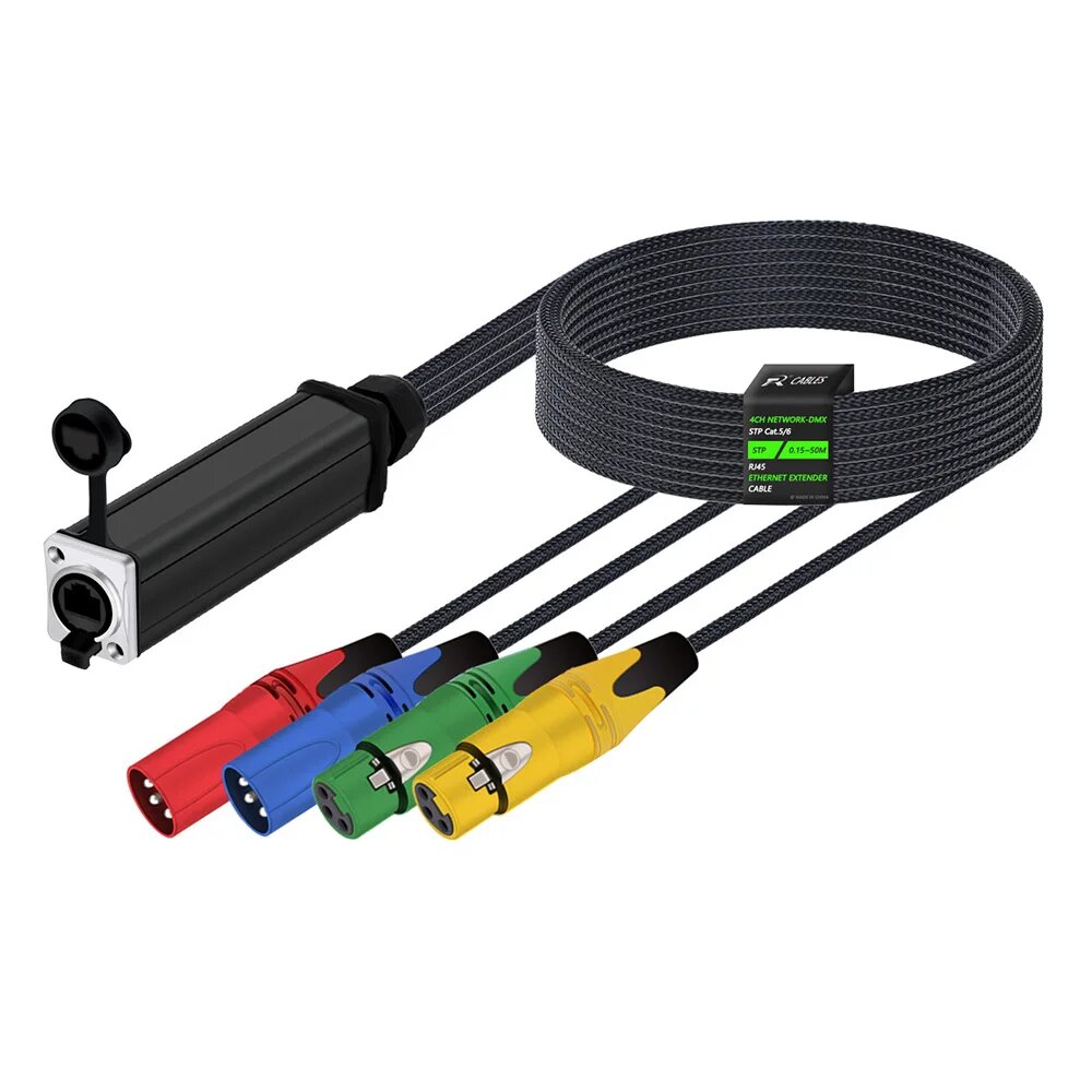 STP RJ45 на 4-канальный 3-контактный XLR Ethernet удлинитель U2005 0.5M, 2M2F-MIX-CAT5-SL