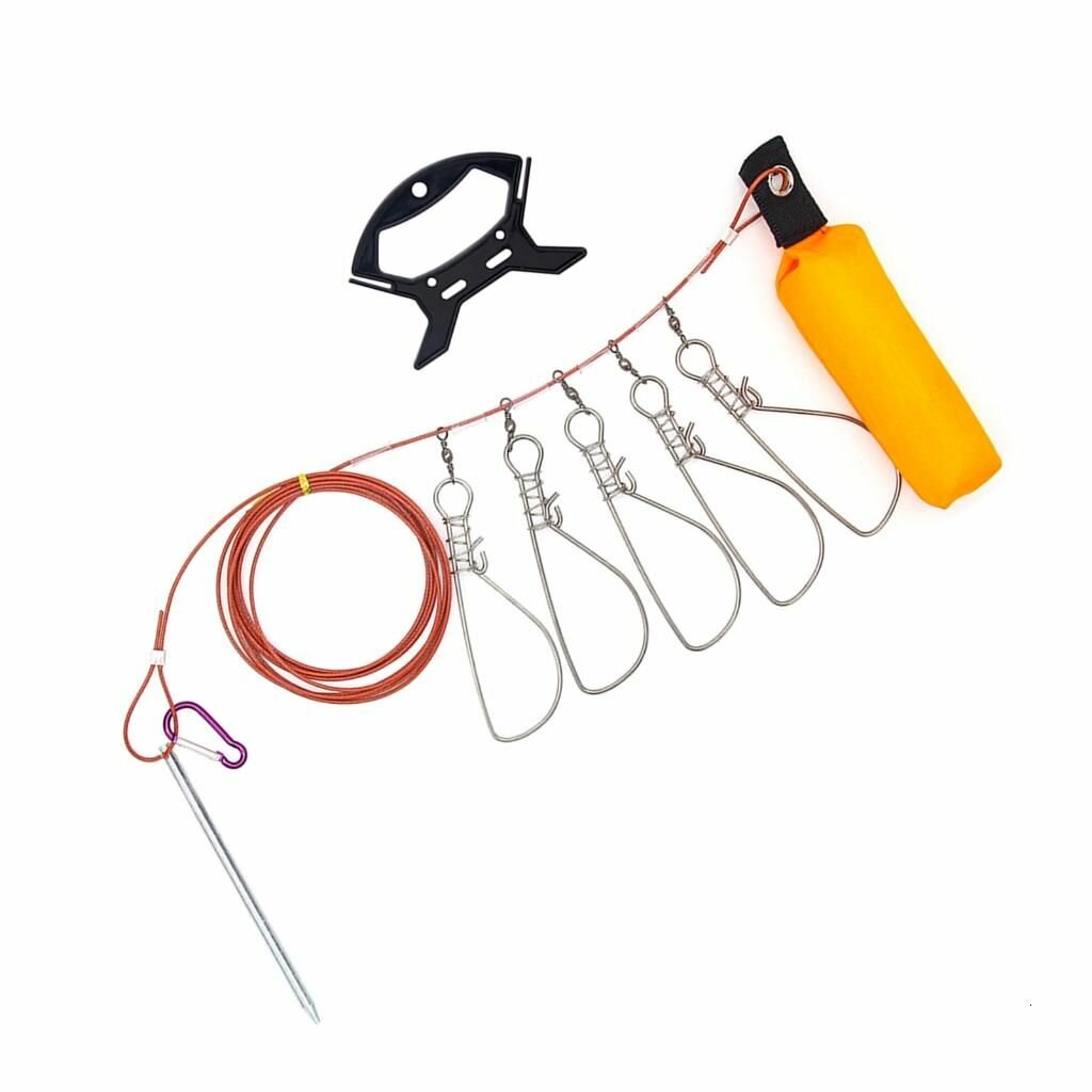 Набор для рыбалки с стальным зажимом, тросом и замком для живой рыбы с ручкой