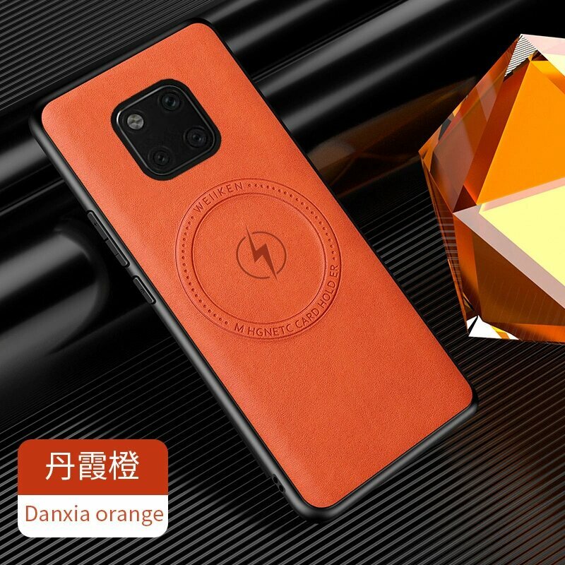 Магнитный чехол с креплением в авто для Huawei Mate 20 Pro с системой охлаждения, защита в коралловом оранжевом цвете