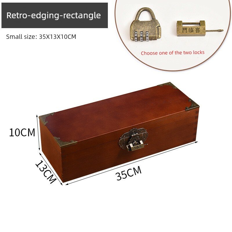 Деревянный сундук из массива дерева с замком, винтажный прямоугольный ящик для хранения, большой деревянный контейнер с