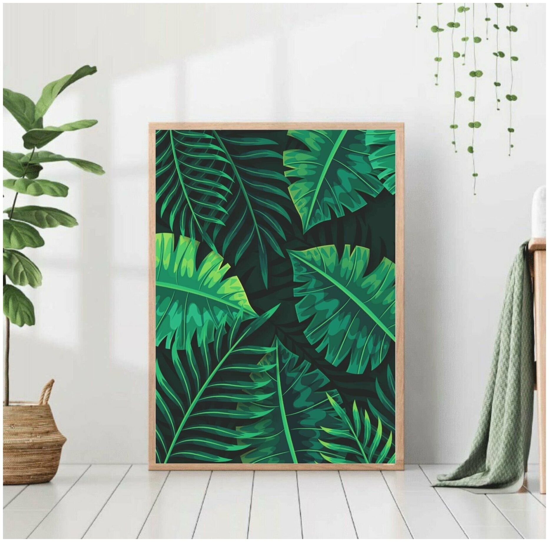 Постер "Тропические листья" 40x50 без рамки на стену для интерьера