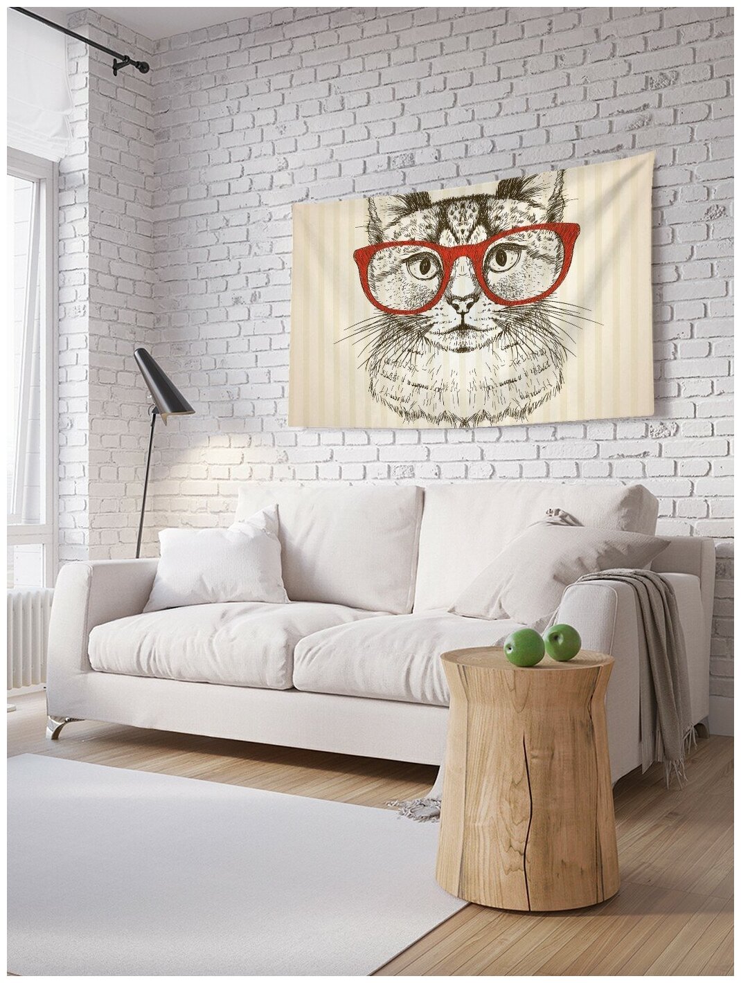 Горизонтальное фотопанно JoyArty на стену "Кот в очках", 150x200 см