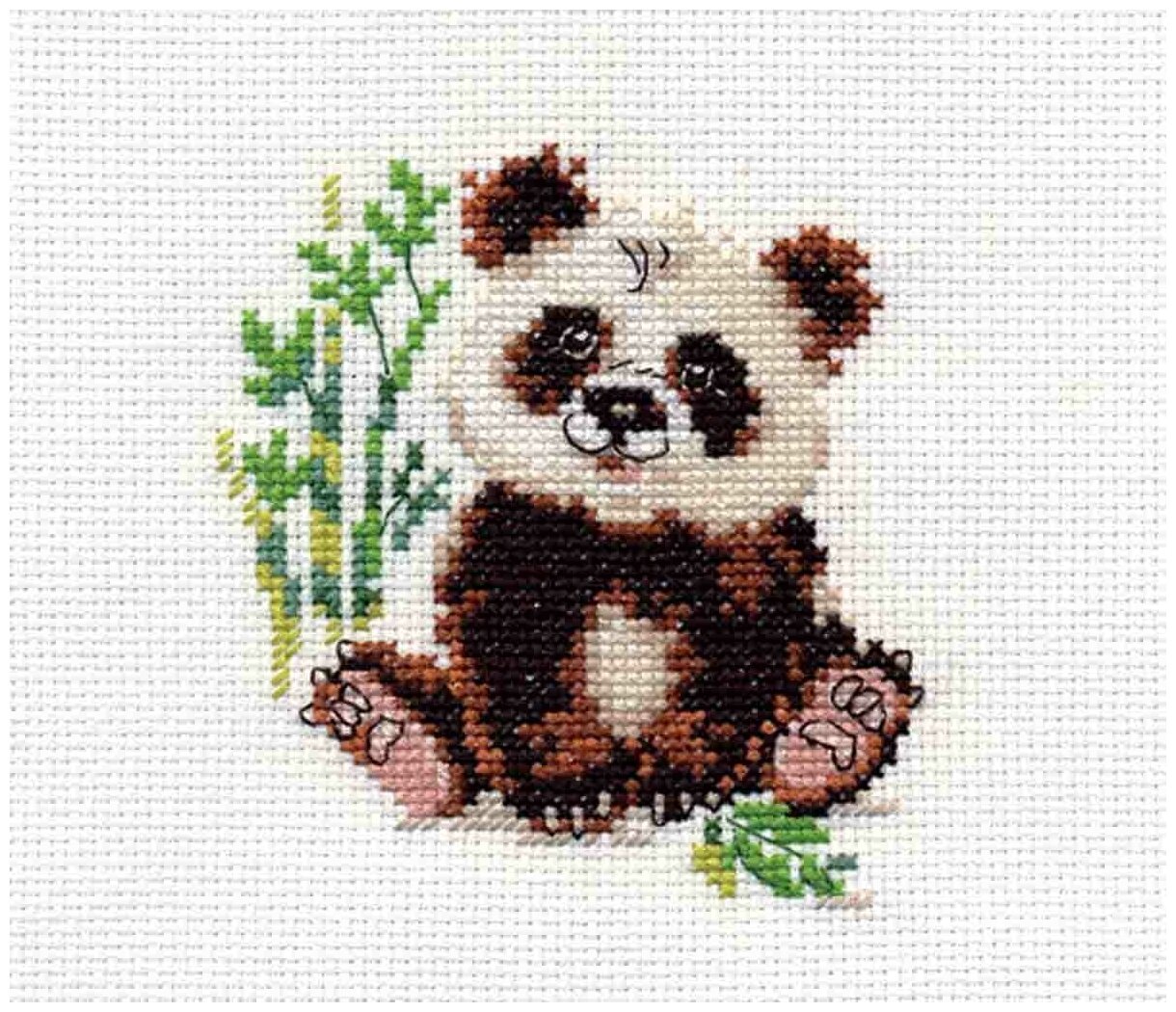 Набор для вышивания крестом Алиса "Панда" 0-145, 9х10 см Творческий набор с комплектом качественных ниток мулине, хлопковой канвой, удобной иглой, подробной схемой и инструкцией