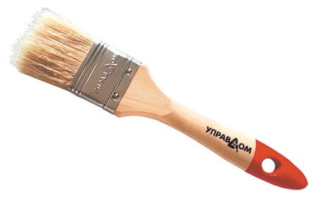 Кисть плоская, светлая натуральная щетина, деревянная лакированная ручка 012111 управдом (Артикул: 4100000577; Размер 25 мм)