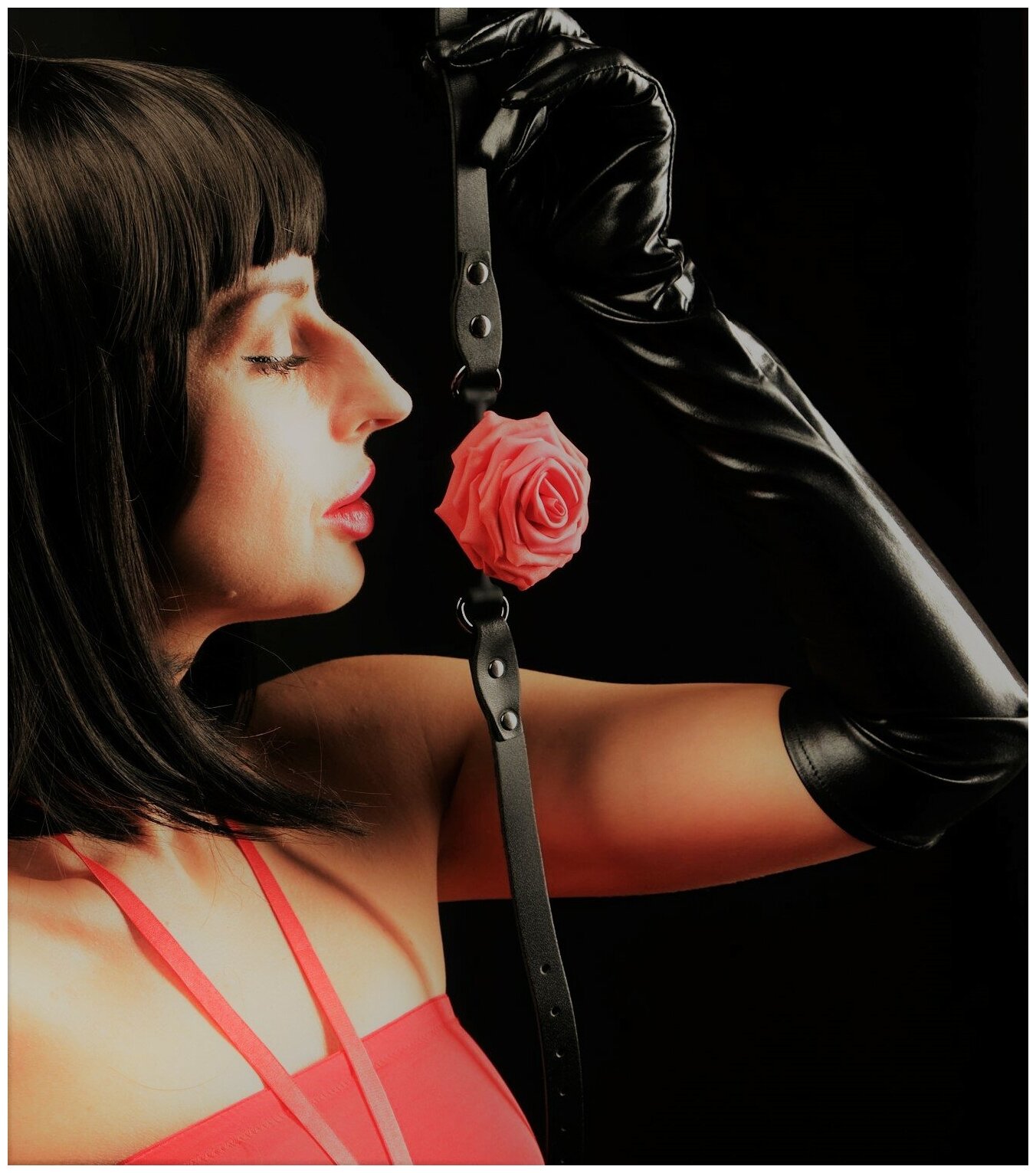 Sitabella Кляп шар с розой (3357), черный/красный