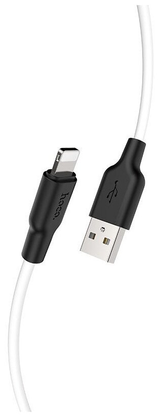 Кабель USB Hoco X21 Plus Silicon Lightning, 2м, черный с белым