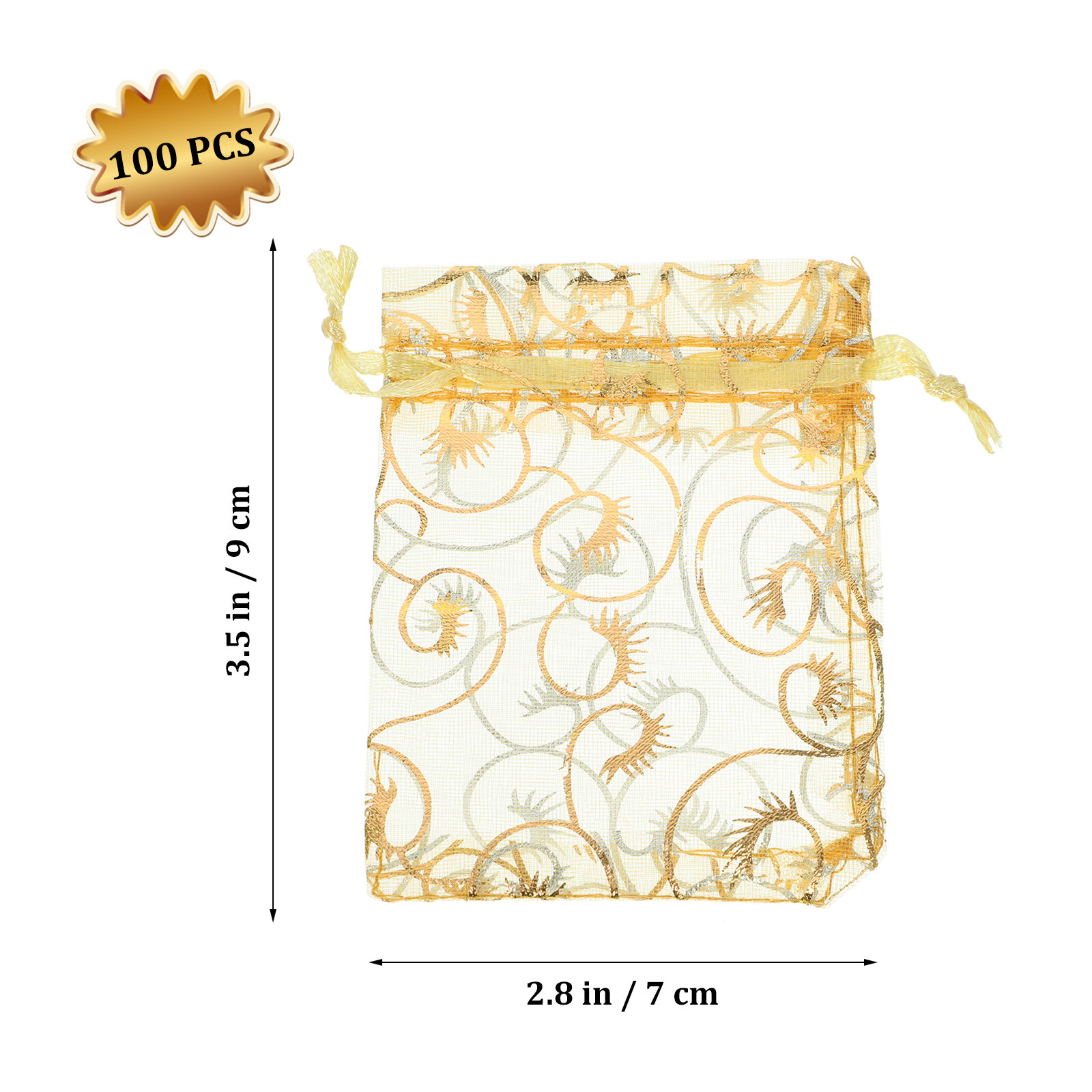 100 Штук Мешочки Из Органзы С Рисунком Туш For Подарки На Свадьбу Размер 7x9 Cm