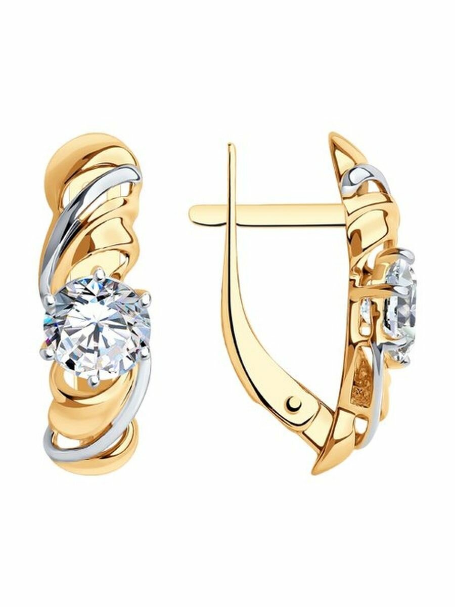 Серьги, красное золото, 375 проба, фианит