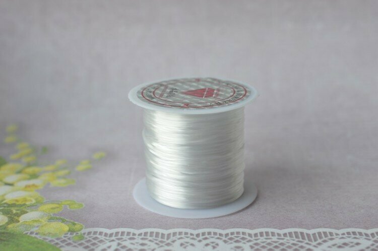 Резинка латексная для бисера, намотка около 10м, толщина около 0,8мм, цвет белый, 1019-007, 1шт