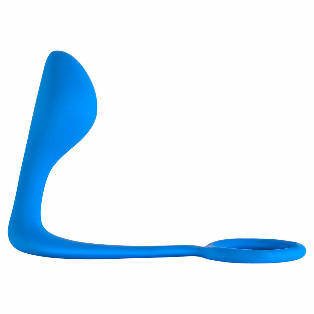 Анальная пробка с эрекционным кольцом Button Anal Plug, синяя