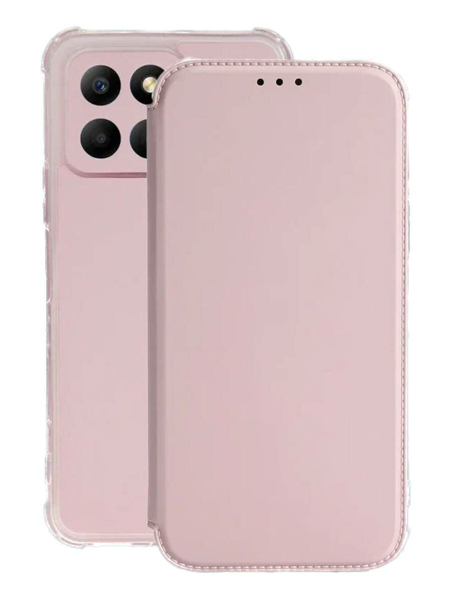 Чехол-книжка для Honor X6 2022 с противоударным бампером с усиленными углами для хонор х6 Розовый