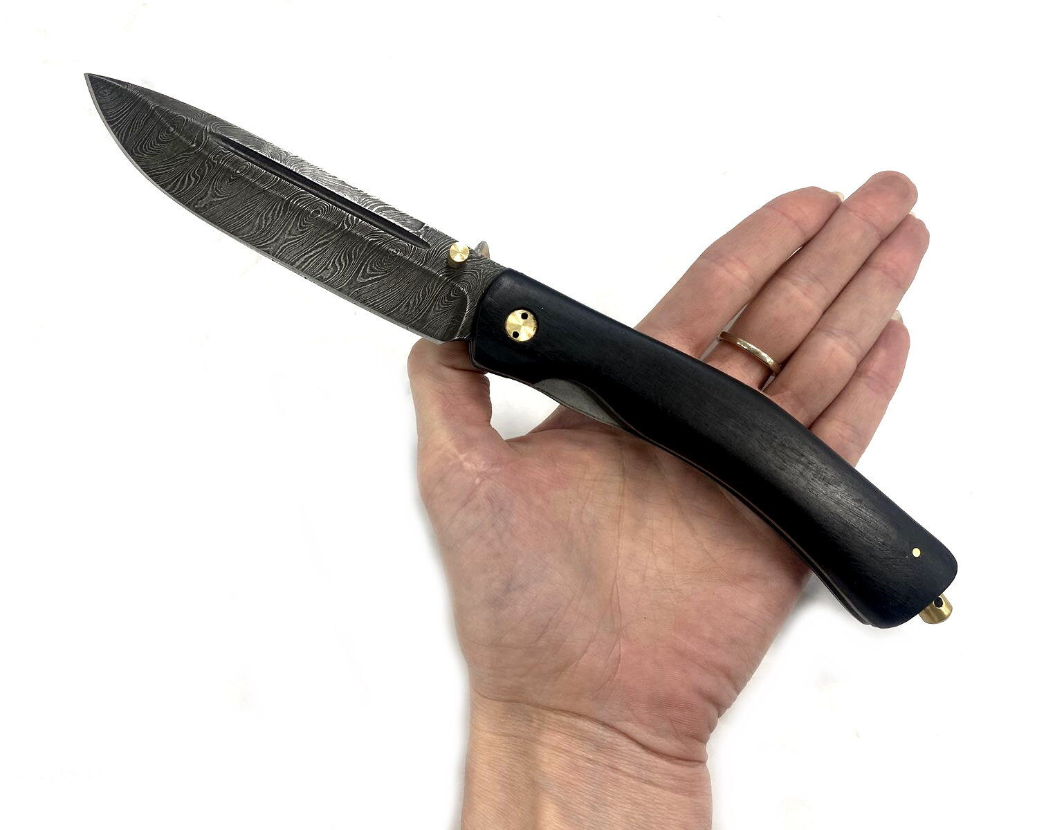 Складной нож Попутчик, дамасская сталь, граб