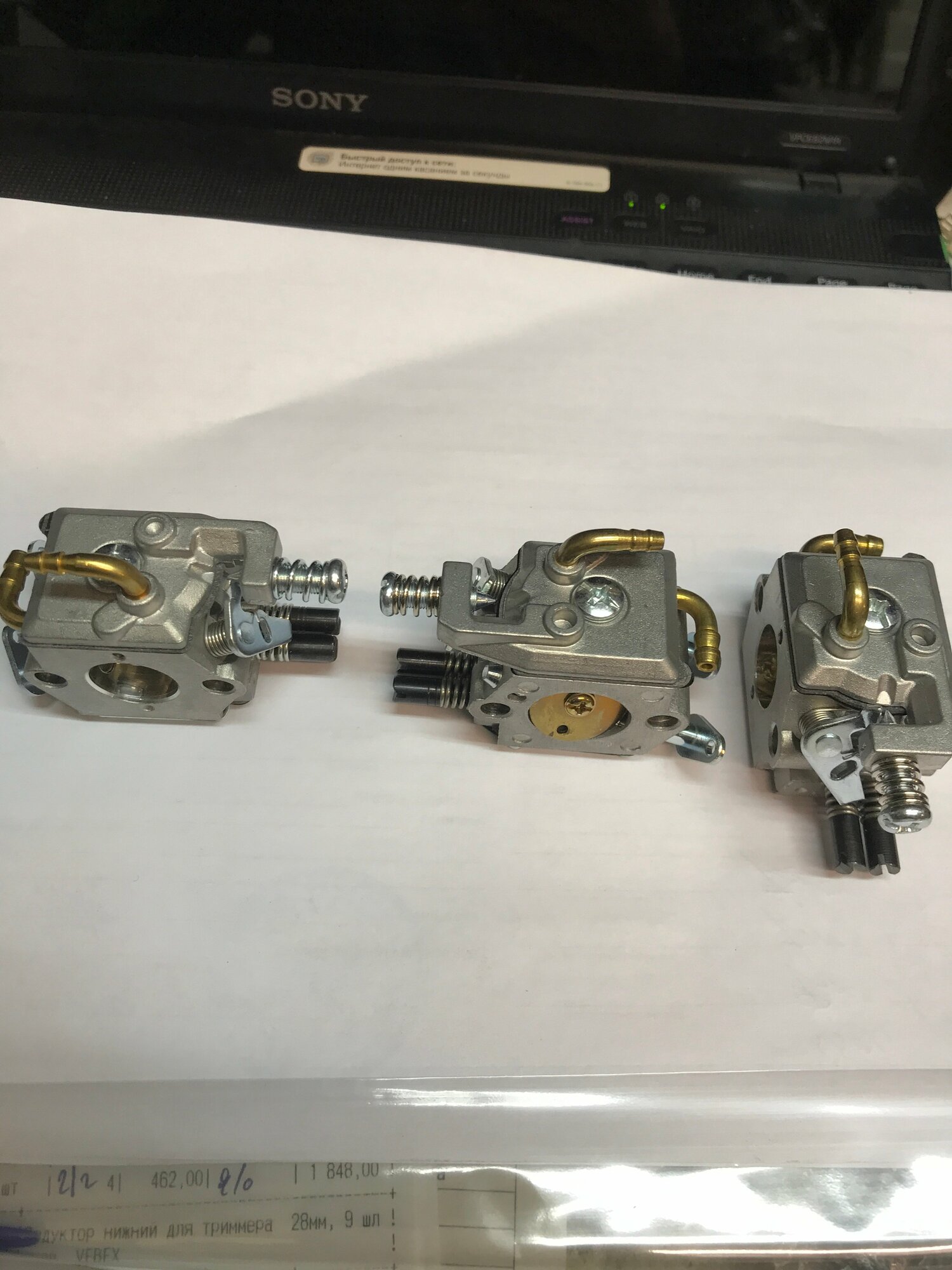 Карбюратор для китайских бензопил 45-52 куб. см. без праймера 2 штуцера латуный для шланг,